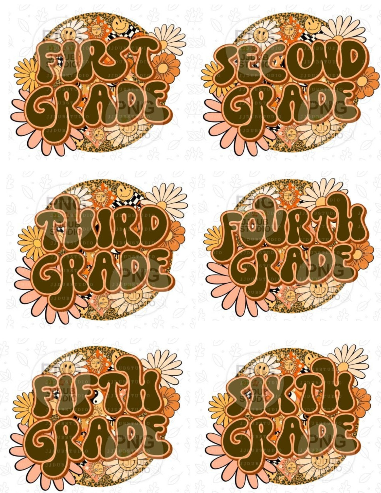 Floral Retro Grades & Careers Sublimation Transfers Ready to Press All ...