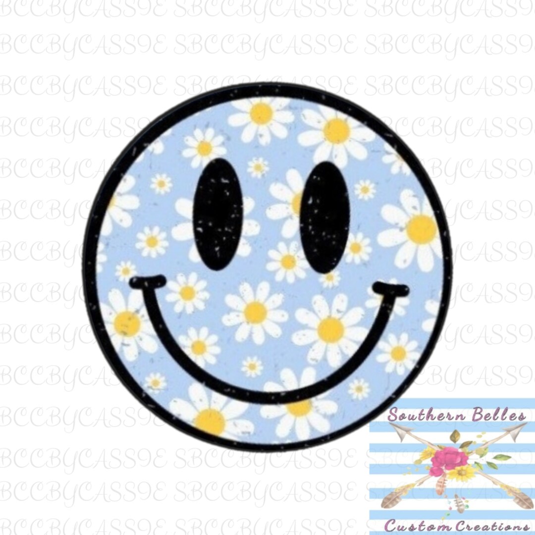 Daisy Smiley Face Transfer- (DTF or Sublimation)- Ready to Press- All ...