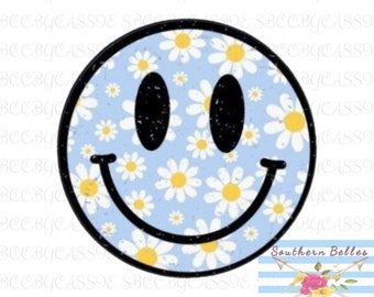 Floral Happy Face Transfer- (DTF or Sublimation)- All Sizes- Ready to ...