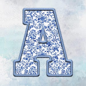 Blue Floral Chinoiserie Toile Alphabet Bundle - Digital Files - Instant ...