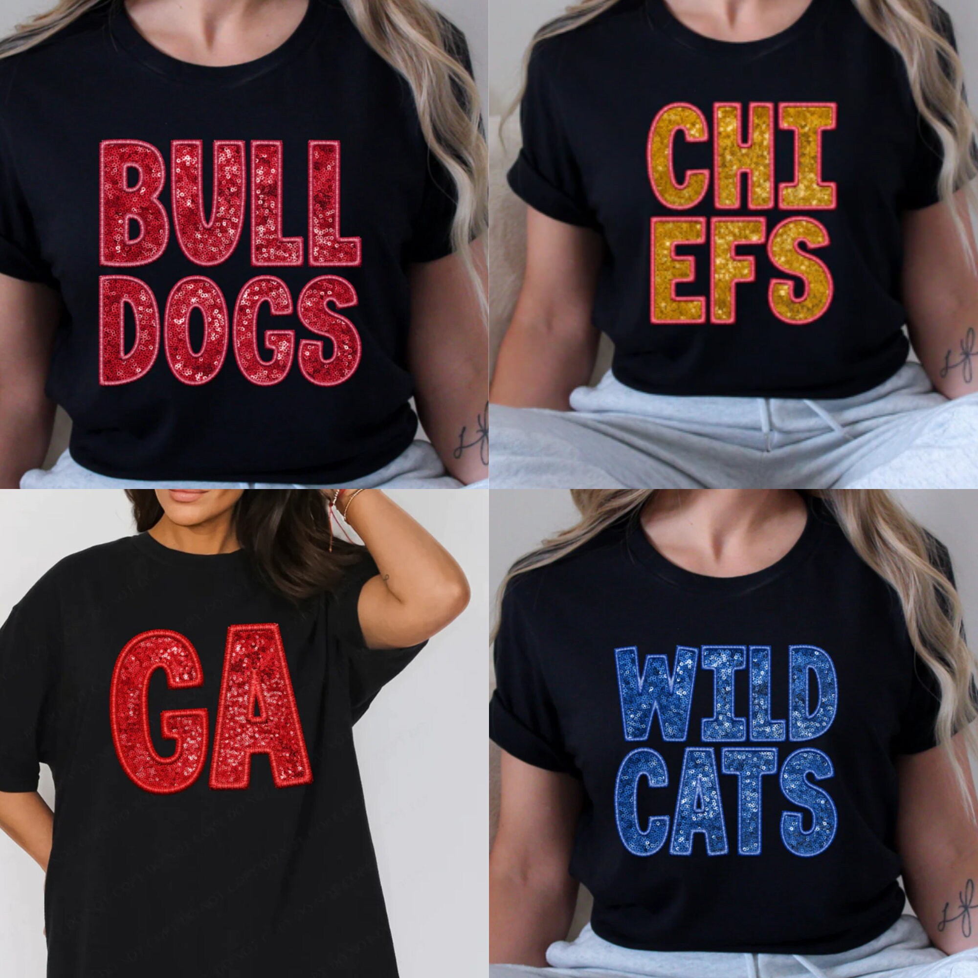 Faux Embroidered Sequin DTF Transfers 2 Add Your Custom Team/text ...