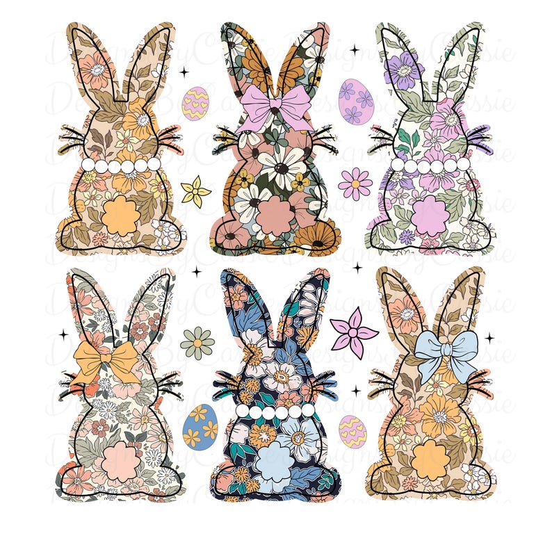 Easter Bunny Designs (x2) - DTF Transfers - Ready to Press - All Sizes ...