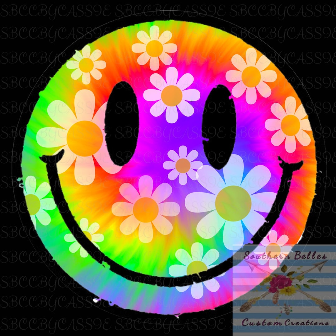 Distressed Tie-dye Daisy Smiley Face - Digital Download PNG - Etsy