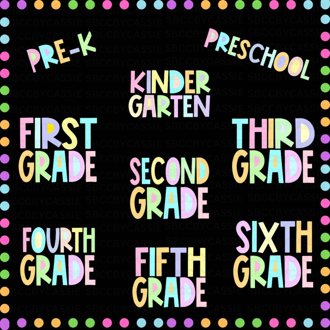 Pastel Block Letter School Grades Bundle: Canva Template (digital File ...