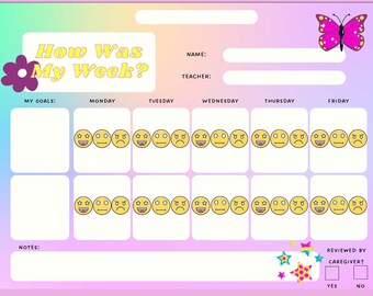 How Was My Week Behavior Report Card - Etsy