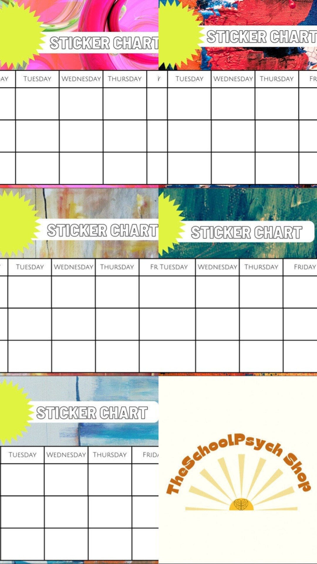 Abstract Student Sticker Charts - Etsy