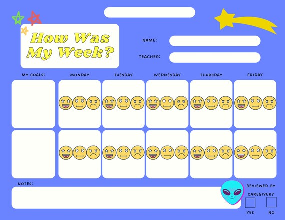 How Was My Week Behavior Report Card - Etsy