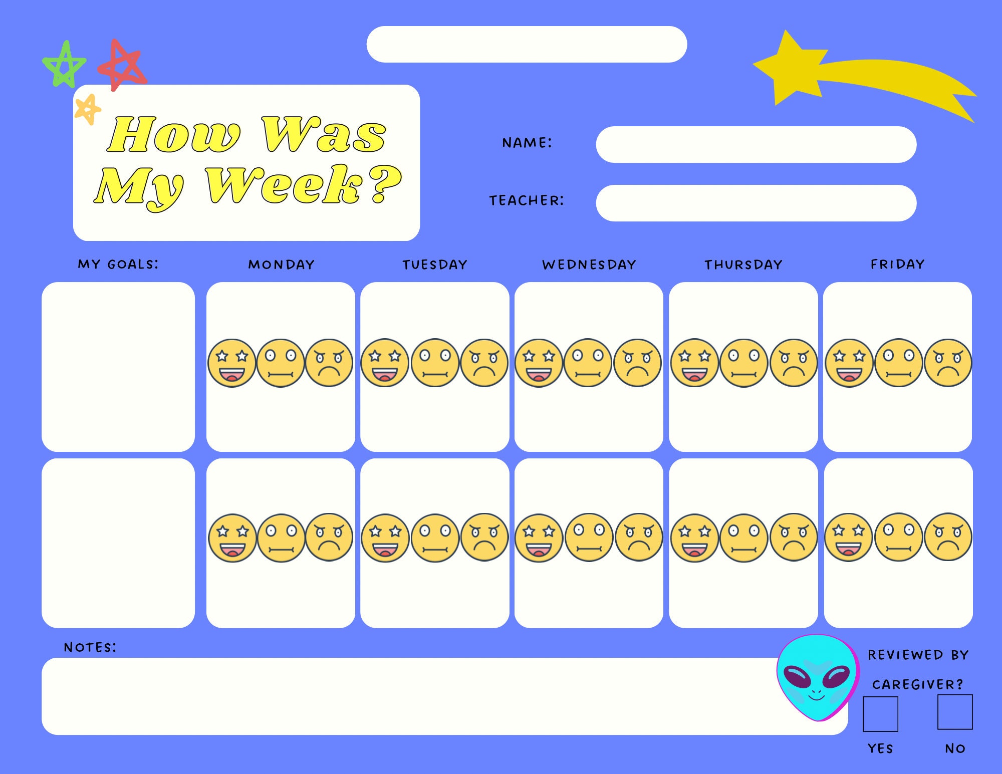 How Was My Week Behavior Report Card - Etsy