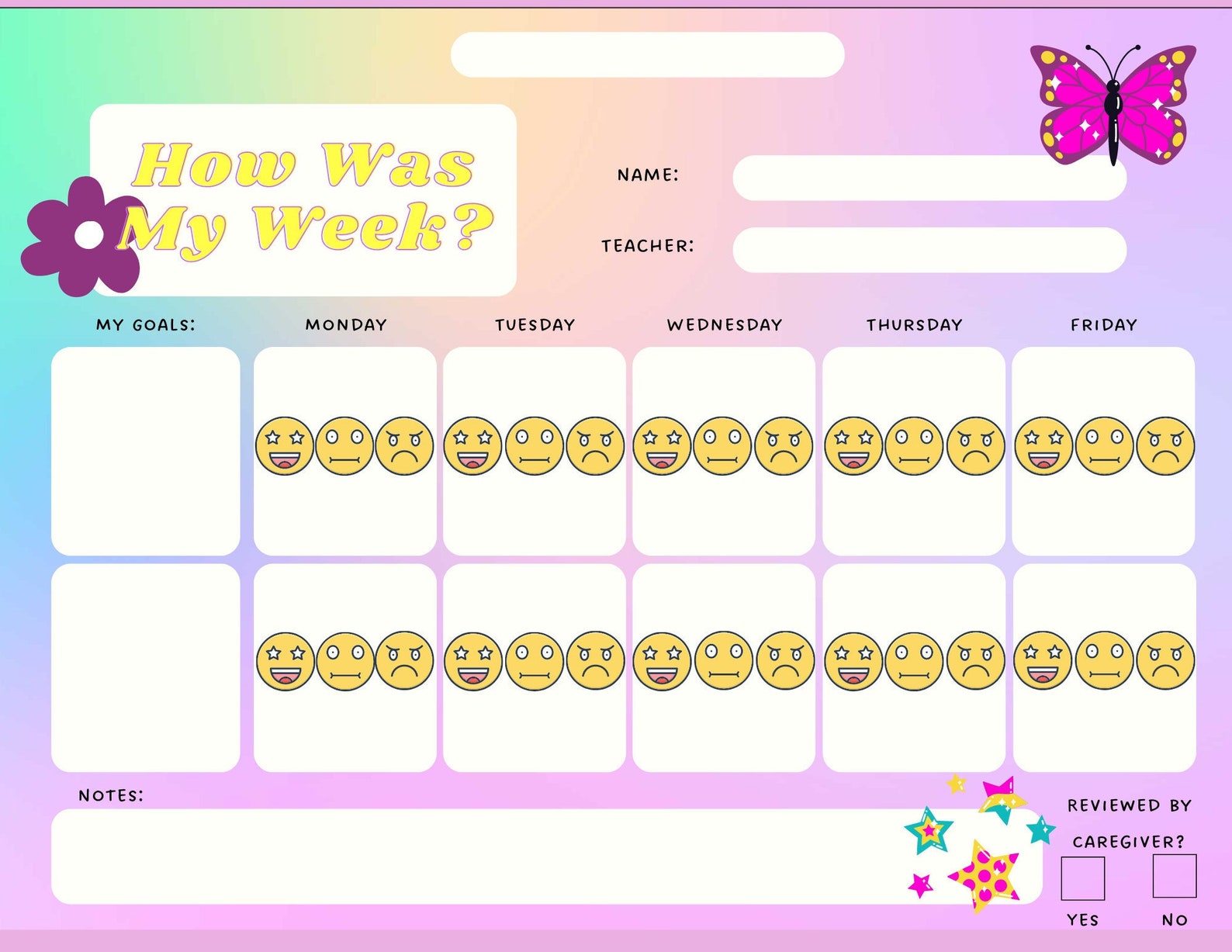 How Was My Week Behavior Report Card - Etsy