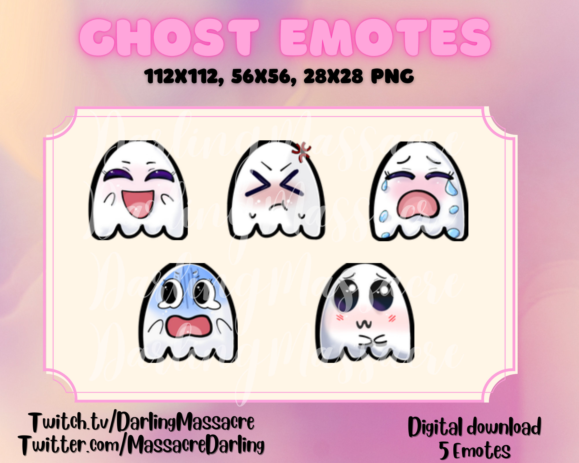 Ghost Spooky Kawaii Emotes | Twitch Discord Youtube | PNG Instant ...