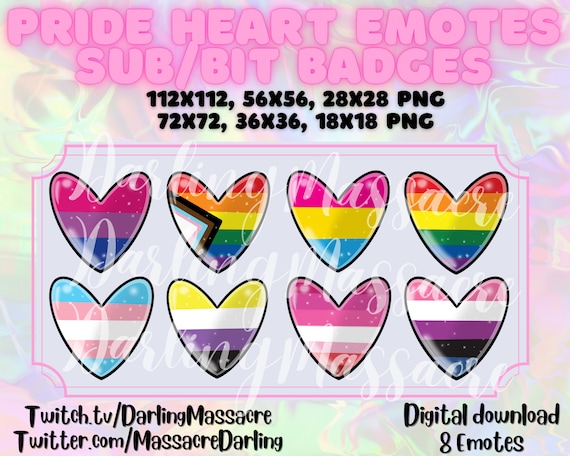 LGBTQ Pride Flag Hearts Emotes Sub/bit Badges Twitch - Etsy