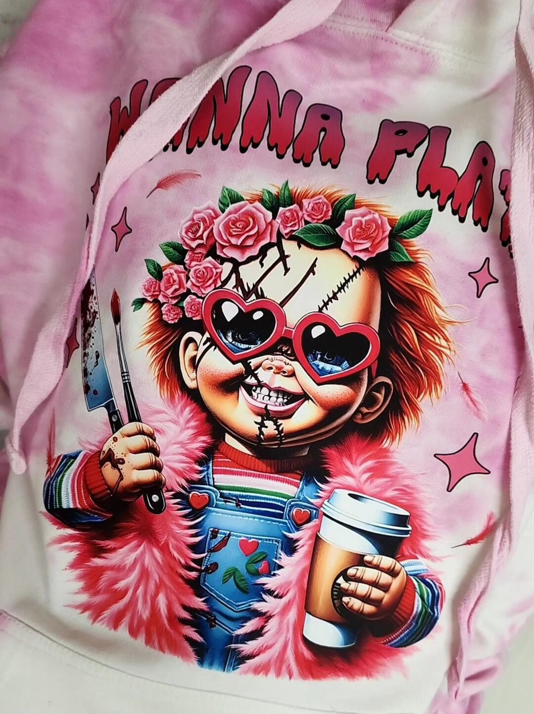 Pink Tie Die Chucky Hoodie - Etsy