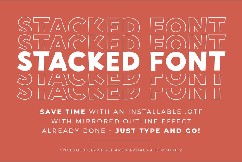Sydney Stacked Font Mirror Font, Echo Font, Cricut Font, Stacked ...
