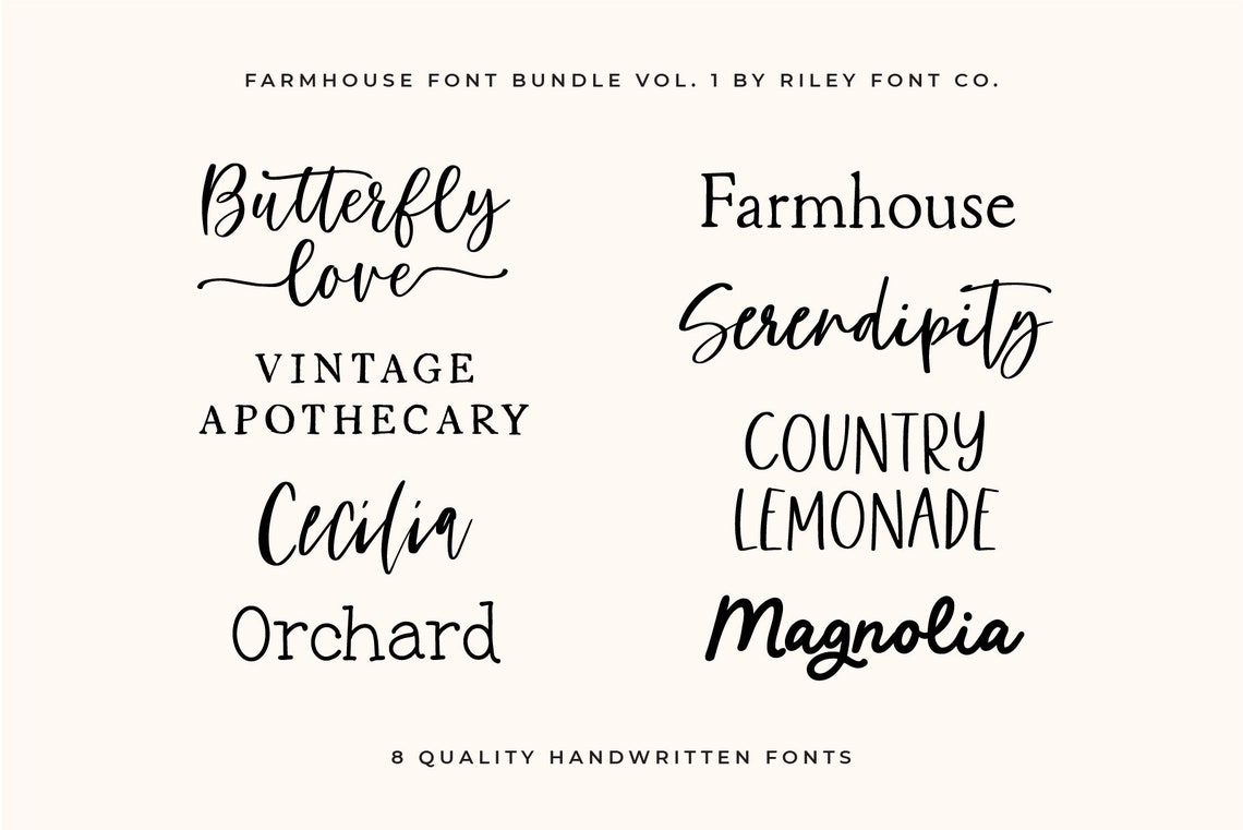 Farmhouse Font Bundle Rustic Fonts, Fonts With Tails for Cricut, Bouncy ...