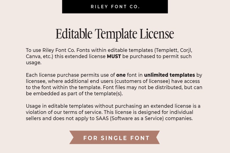 Extended License - Editable Template License for Single Font by Riley ...