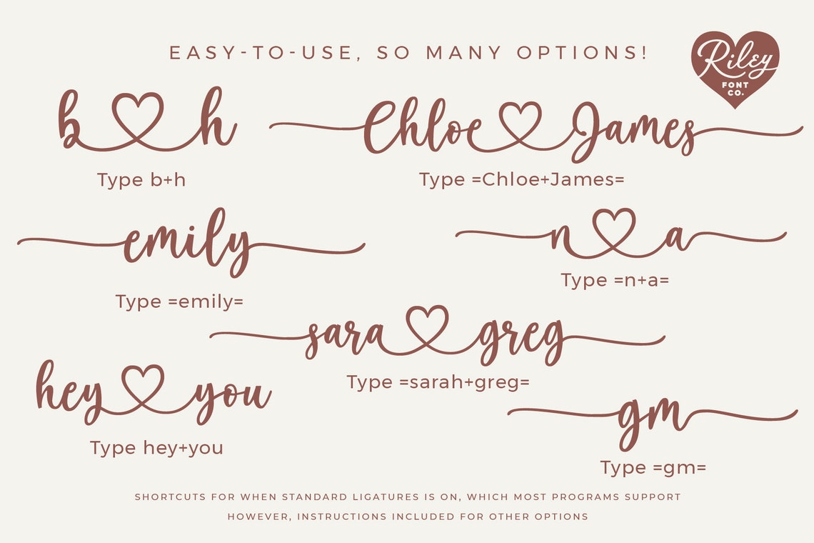 Laura Jacob Font Heart Font Cricut Thick Joining Hearts - Etsy