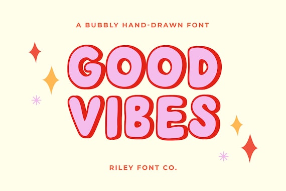 Good Vibes Font Retro Bubbly Font 70s Font 60s Font - Etsy