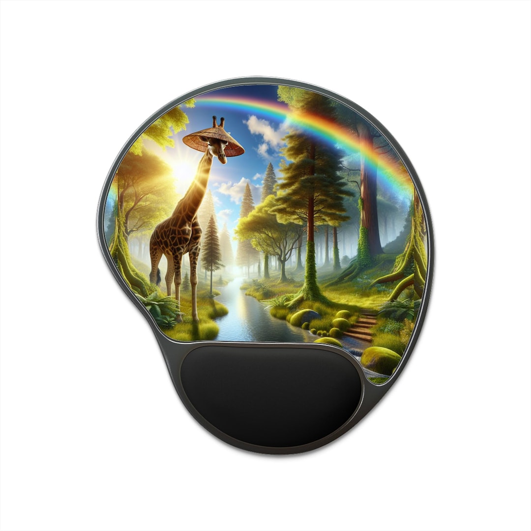 Vibrant Giraffe Mouse Pad With Wrist Rest, Colorful Office Decor ...
