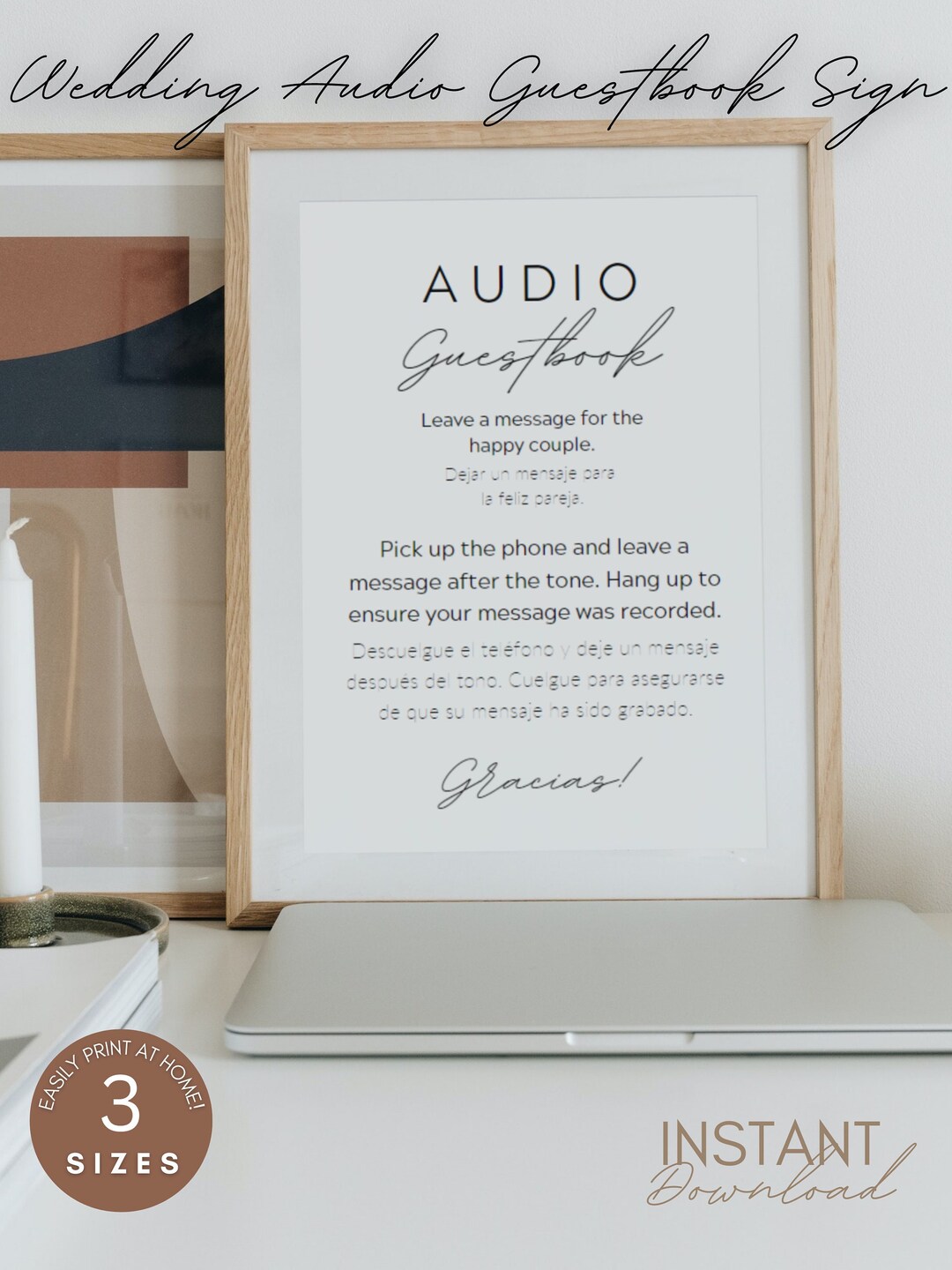 Wedding Minimalist Audio Guestbook Sign | Printable | Instant Download ...