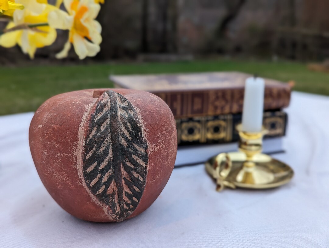 Mid-century Terracotta Apple Sculpture, Teacher Gift, Bookshelf Decor ...