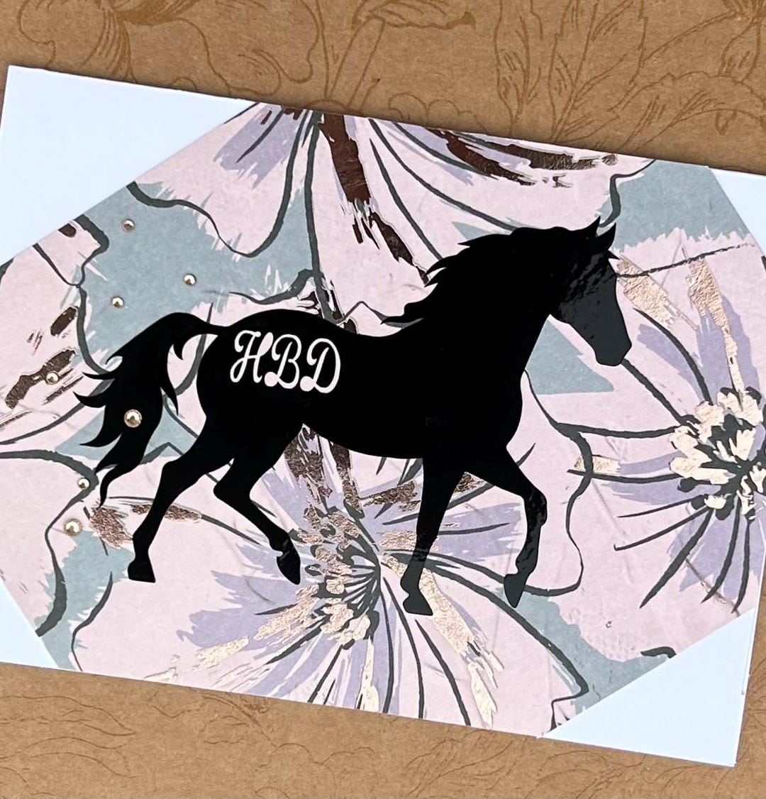 Sparkling Horse Against Big Flowers "hbd" Card - Etsy