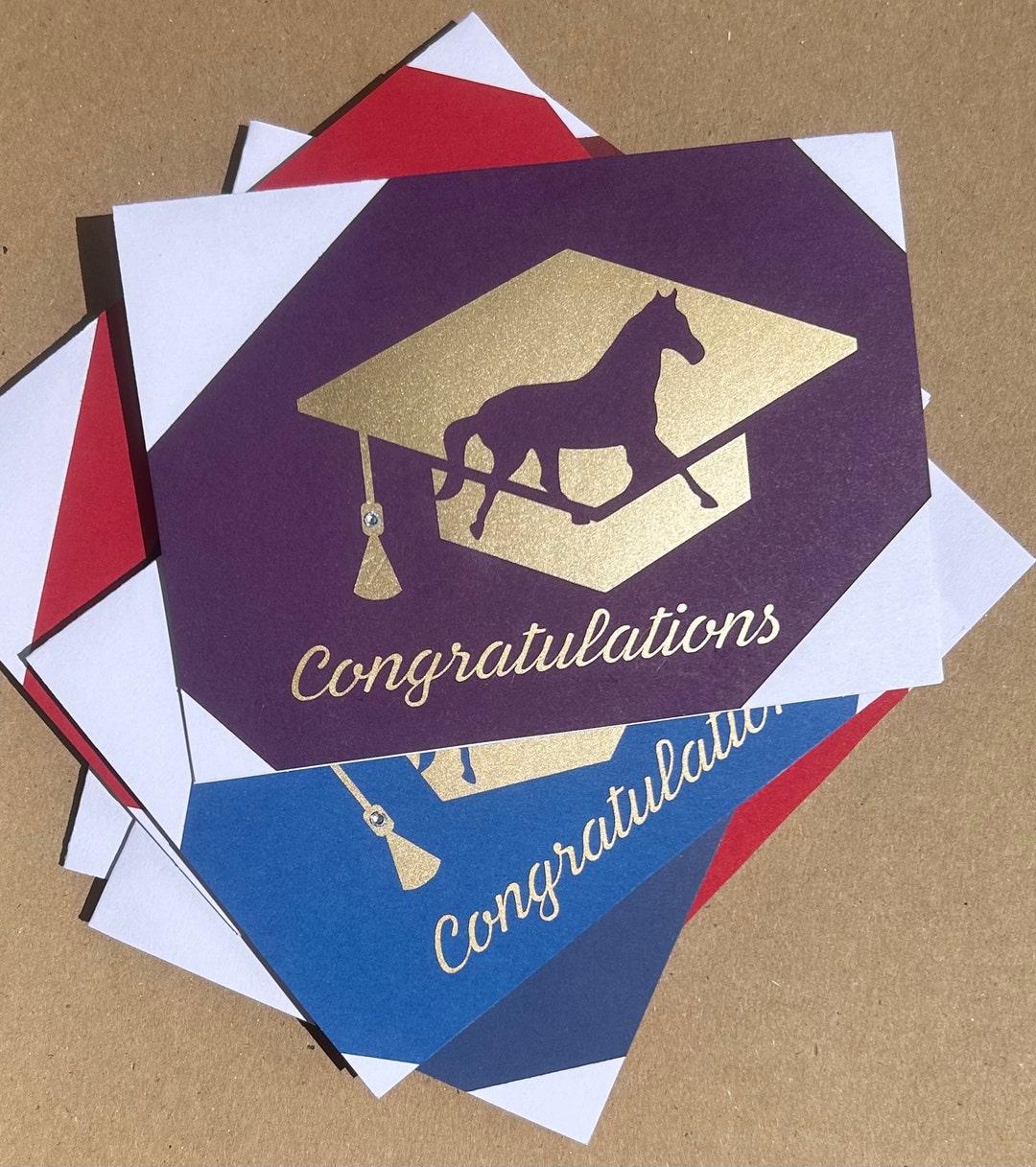 Equestrian Graduation Card With Gold Cap/lettering - Etsy