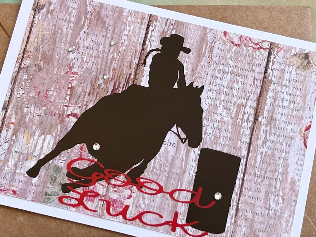 Barrel Racer "good Luck" Card - Etsy