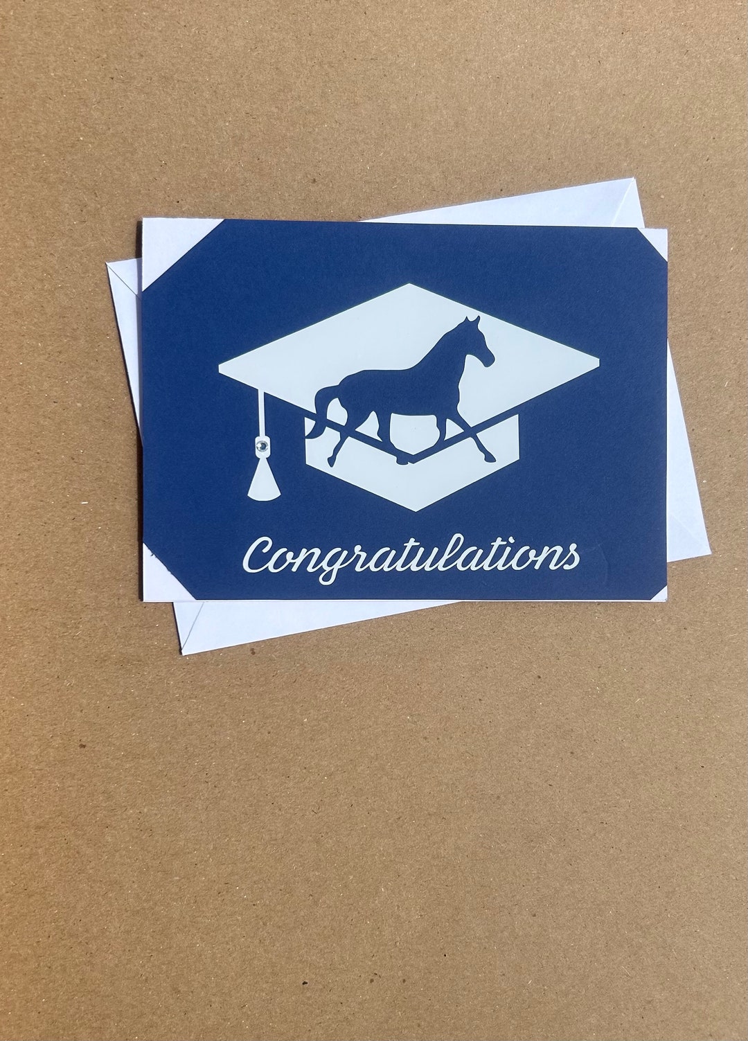 Equestrian Graduation Card With White Cap/lettering - Etsy