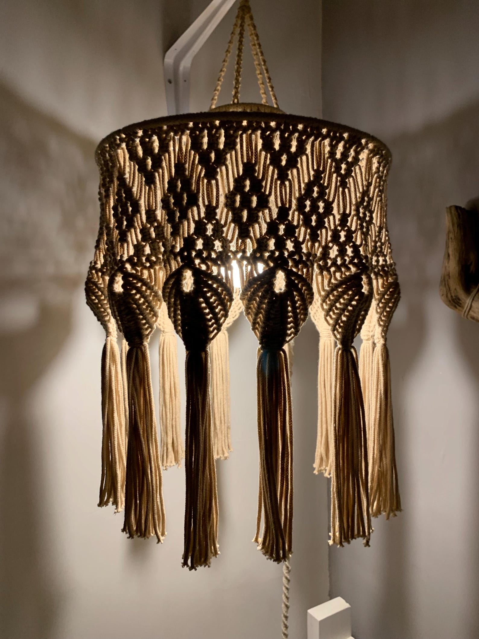 Lamp Shade With the Shells Patterns.modern Macrame Chandelier.boho ...