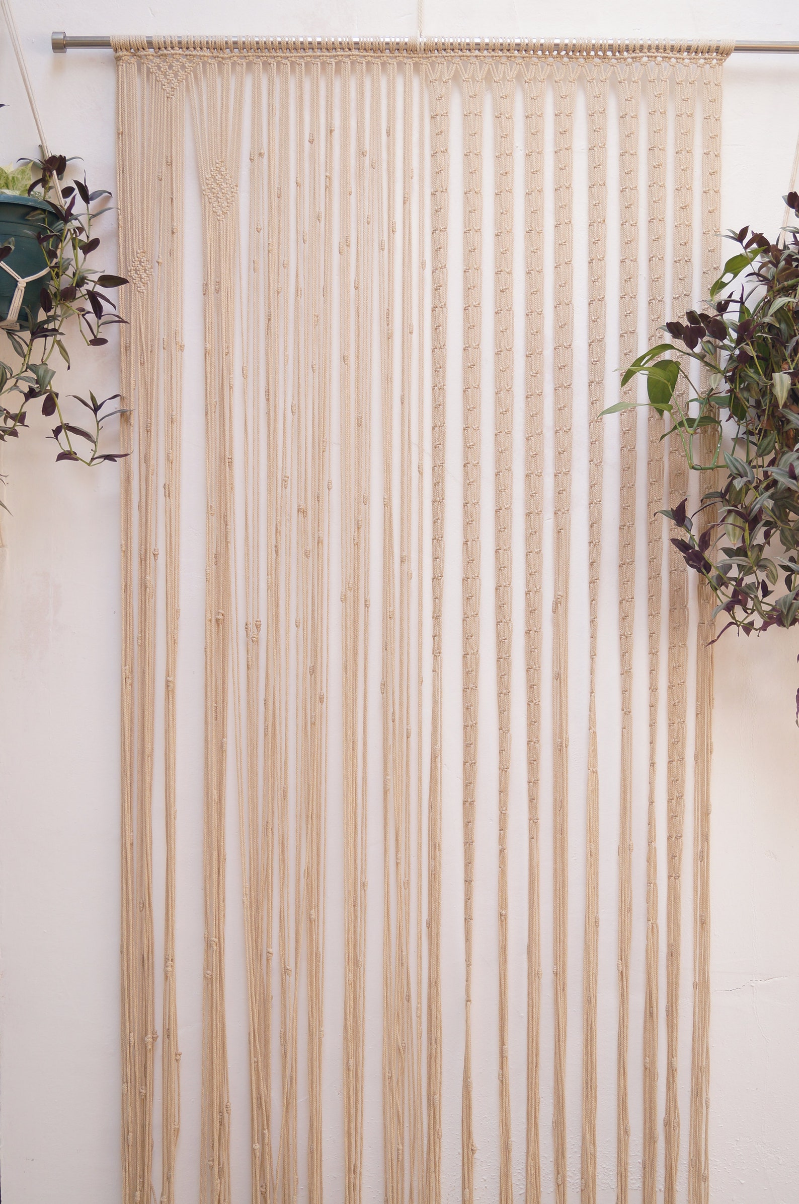 Bohemian Room Divider Macrame Door Curtain Bead Curtains Handwoven Boho ...