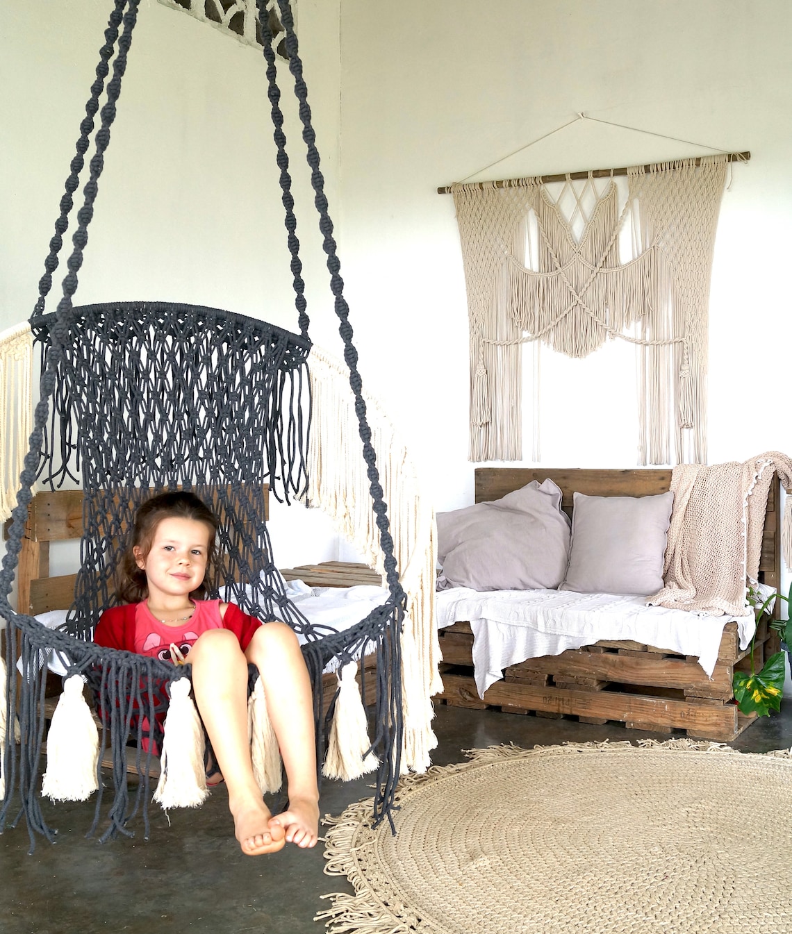 Hanging Chair Hammock,macrame Swing,hanging Nest for Terrace, Macrame ...