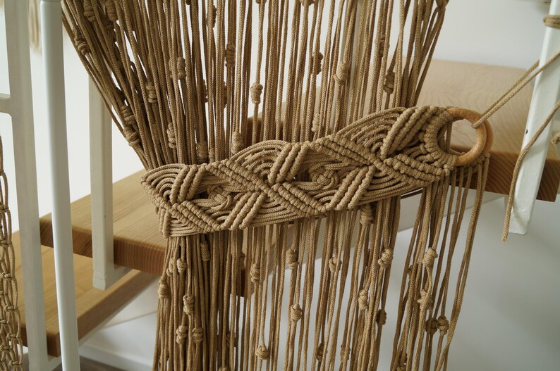 Macrame Beaded Doorway Curtain With Tie Back,diamond Closet Room ...