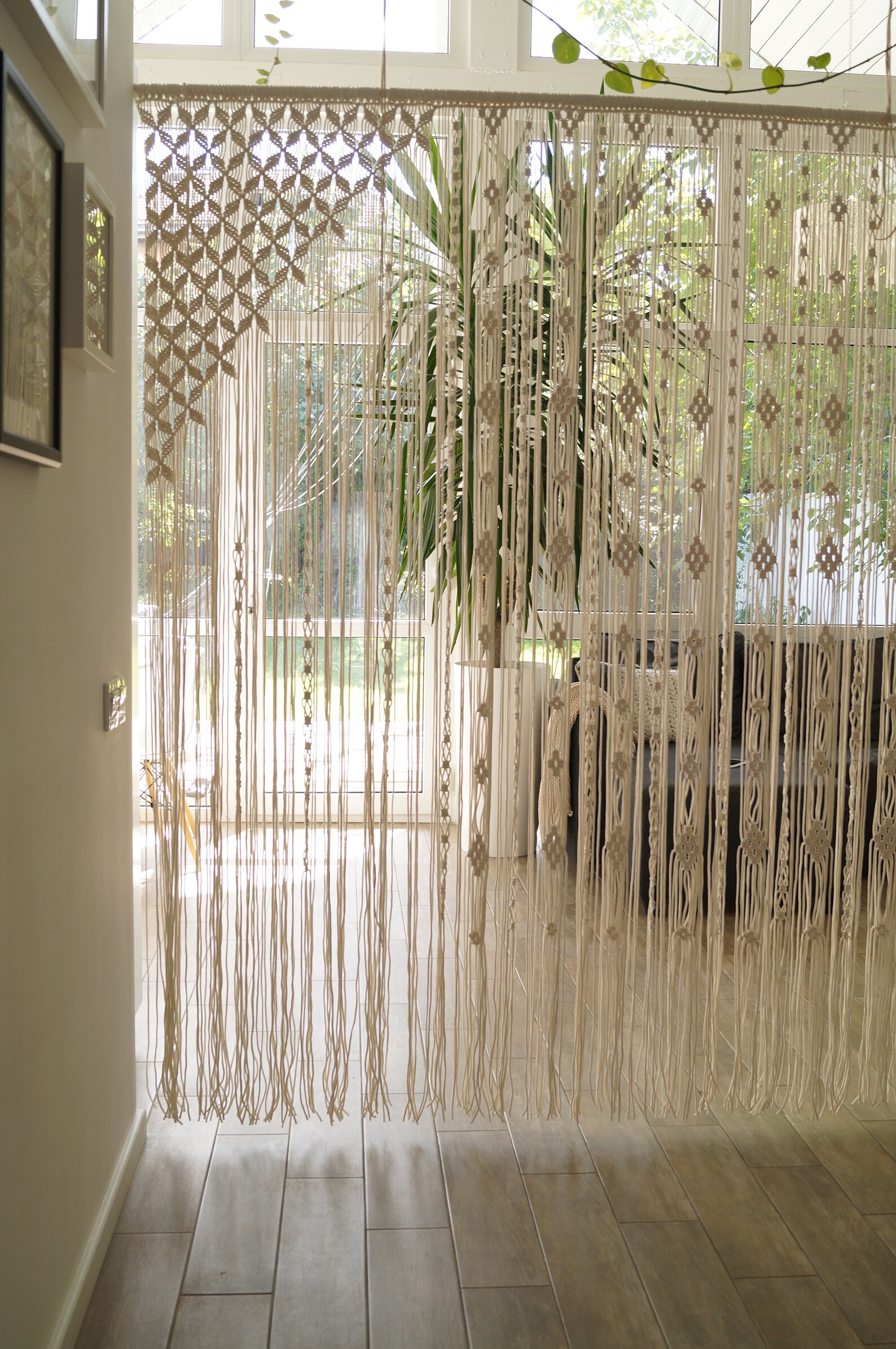 Light Beige Color Macrame Curtain,macrame Doorway Panel,macrame Room ...