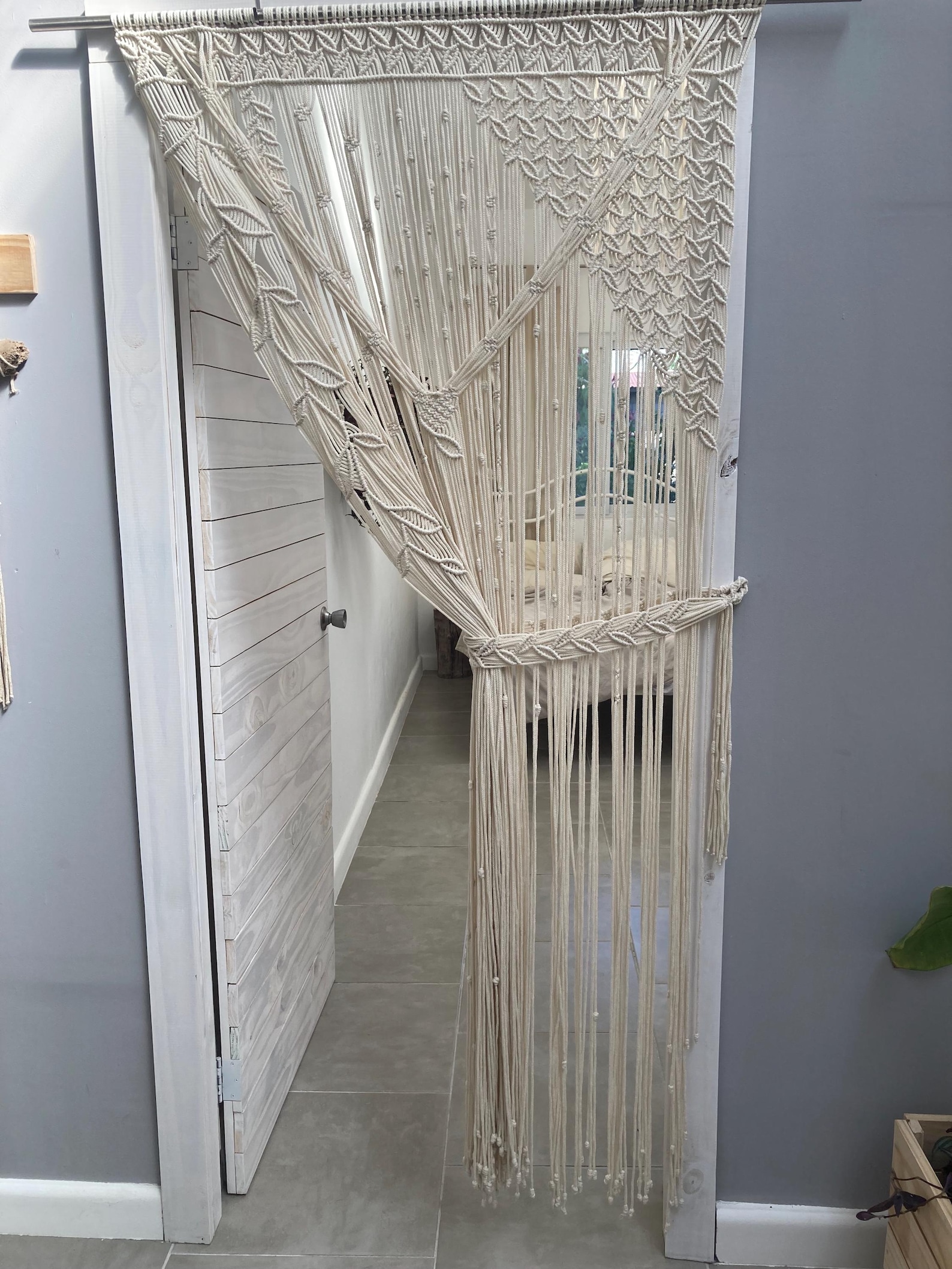 Leaf Macrame Door or Window Curtain With Asymmetric Pattern.bohemian ...
