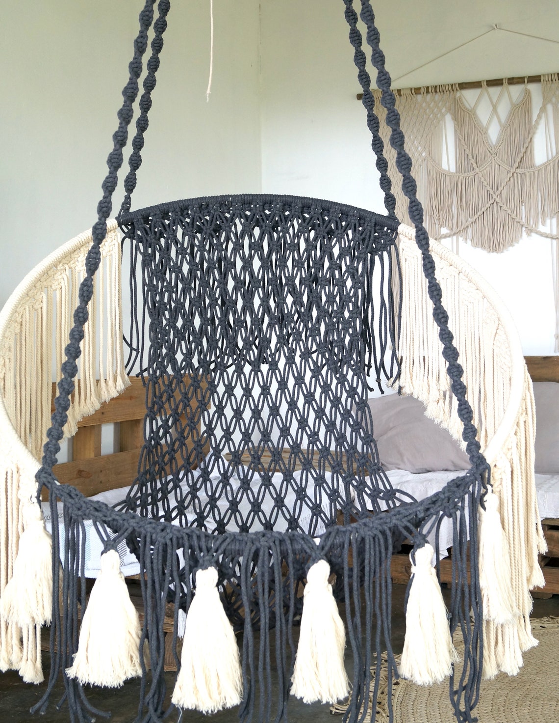 Hanging Chair Hammock,macrame Swing,hanging Nest for Terrace, Macrame ...
