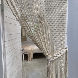 Macrame Beaded Doorway Curtain With Tie Back,diamond Closet Room ...