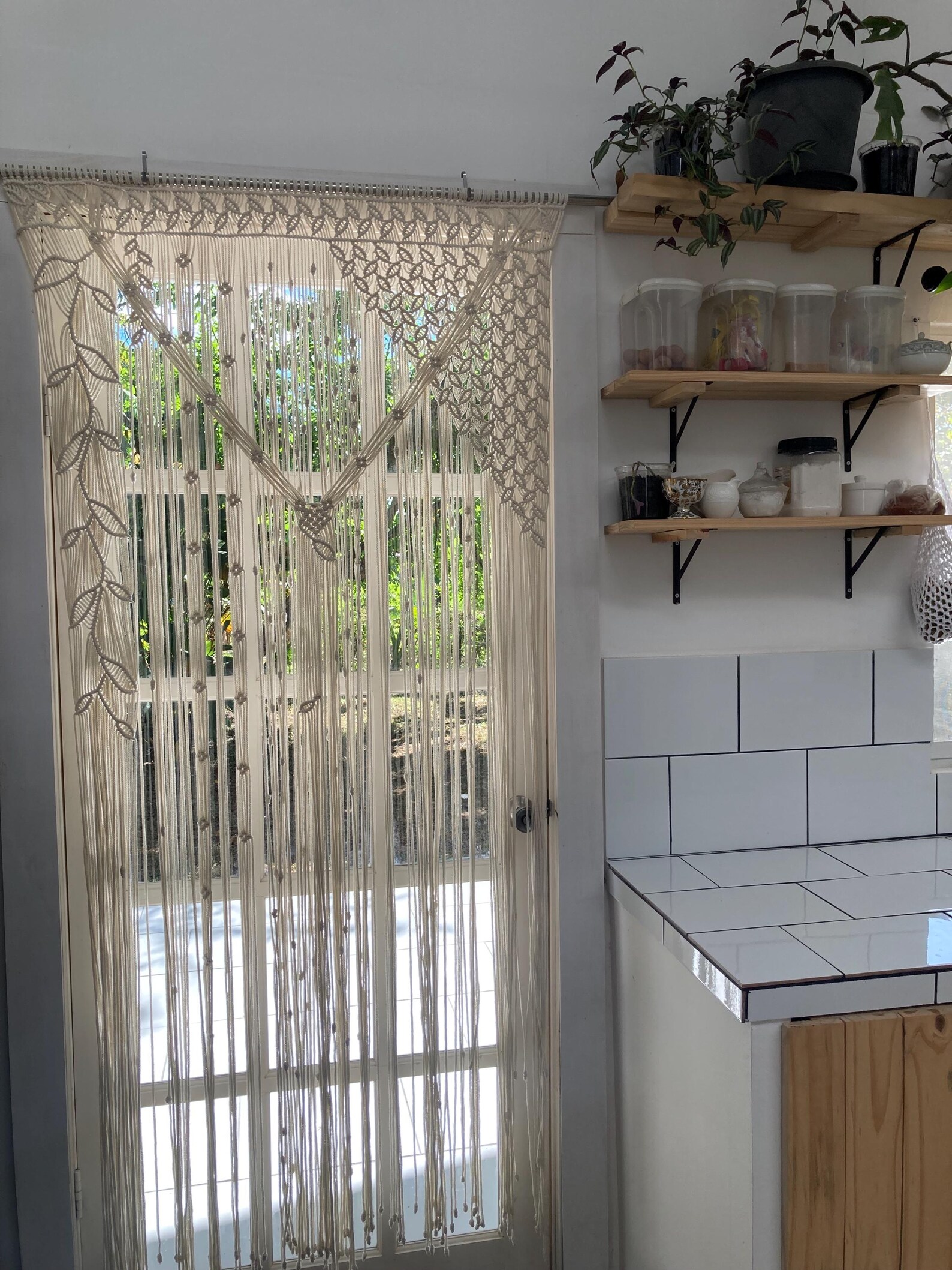 Leaf Macrame Door or Window Curtain With Asymmetric Pattern.bohemian ...