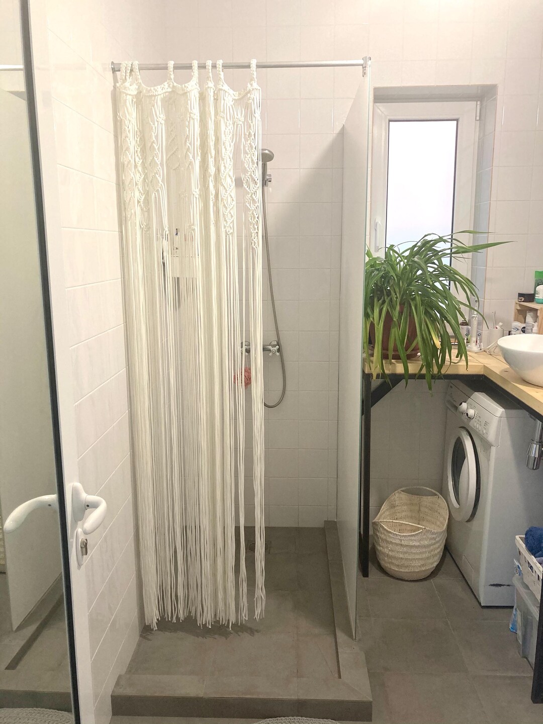 Macrame Shower Curtain,bathroom Decor,farmhouse Curtain Panel,boho ...