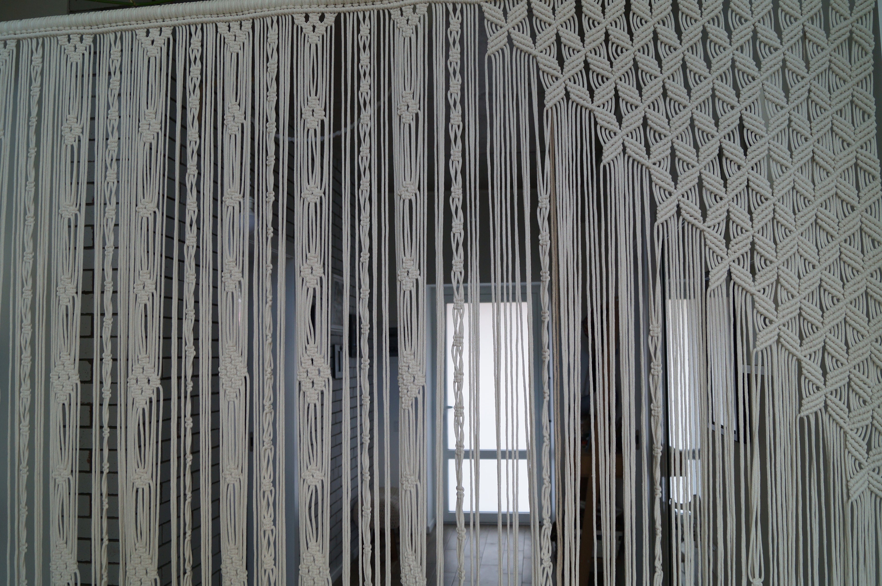 Light Beige Color Macrame Curtain,macrame Doorway Panel,macrame Room ...