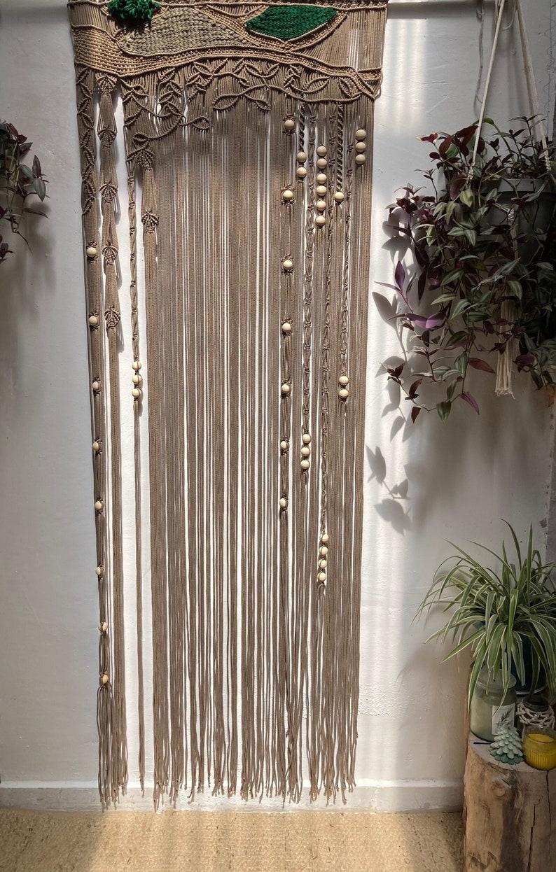 Beaded Curtain Macrame Door & Window Tapestry String Panel Handmade ...