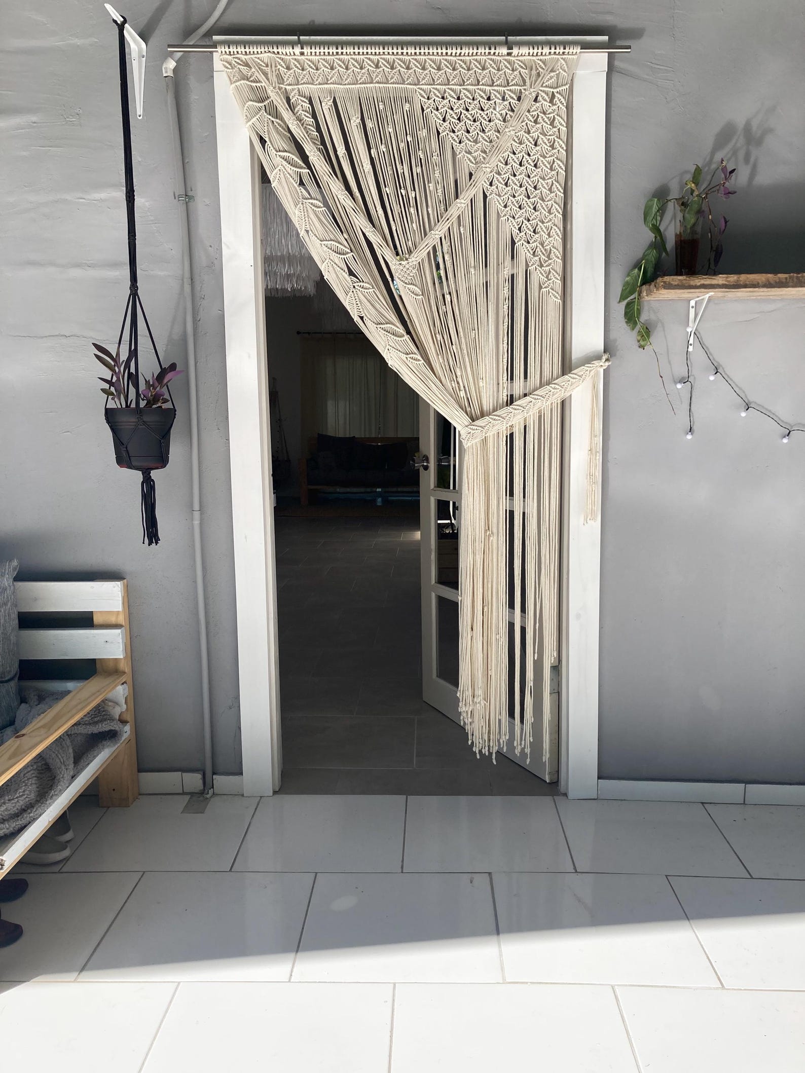 Leaf Macrame Door or Window Curtain With Asymmetric Pattern.bohemian ...