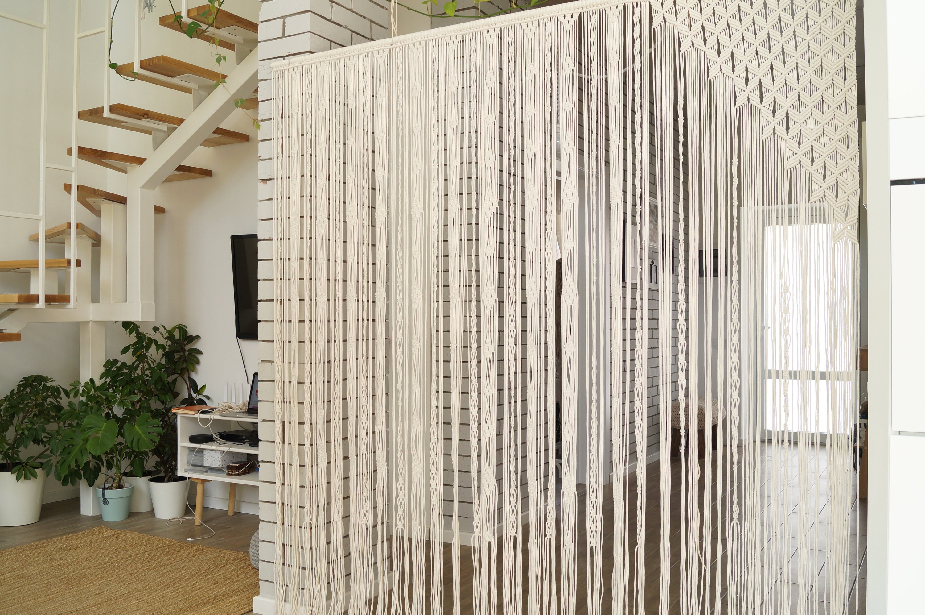 Light Beige Color Macrame Curtain,macrame Doorway Panel,macrame Room ...