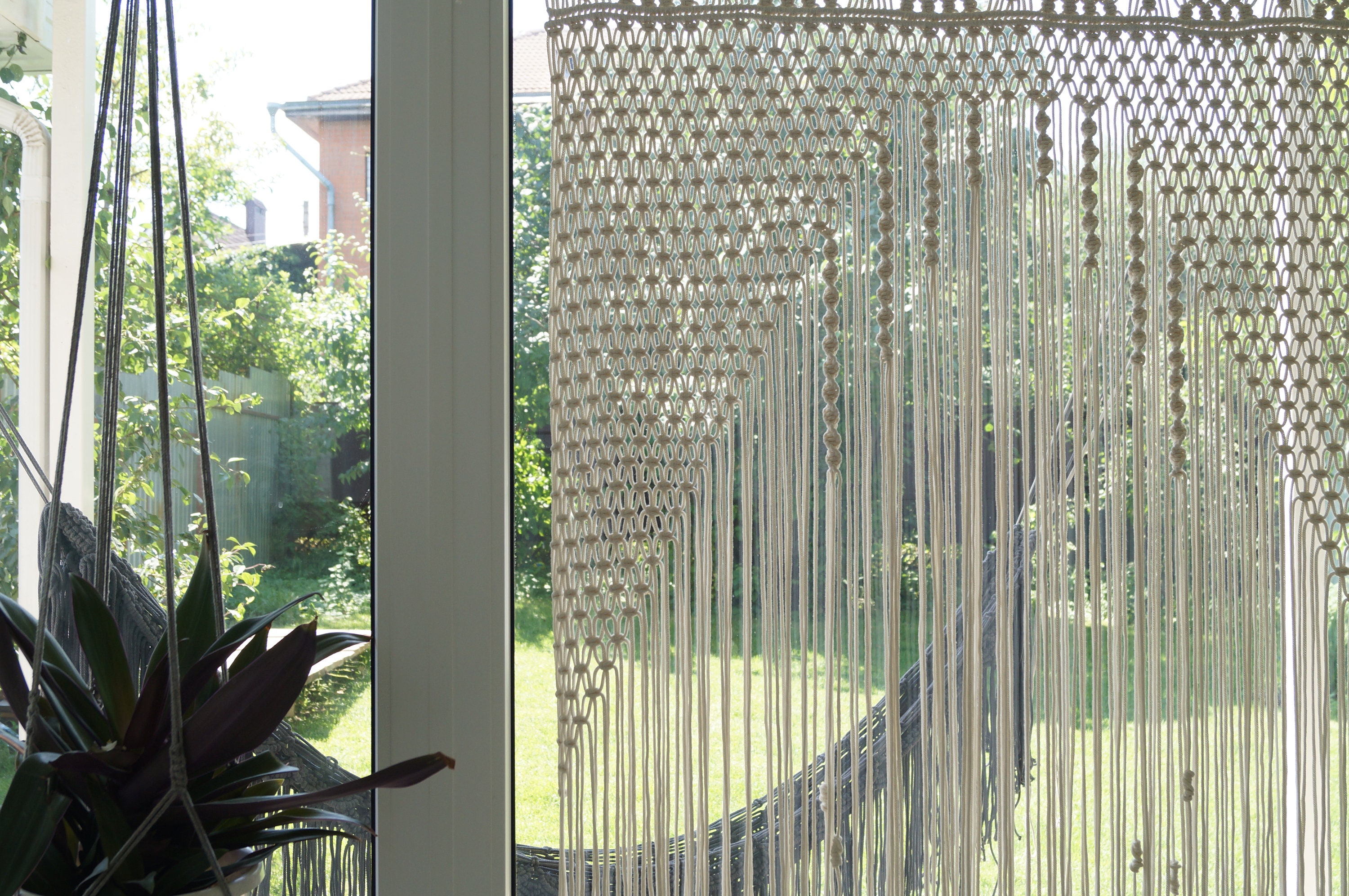 Macrame Curtain Panel,bead Curtains,macrame Window Curtain,macrame Room ...