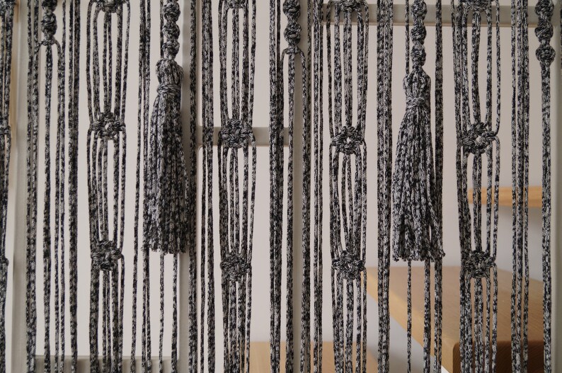 Black and Grey Macrame Pattern Curtain,macrame Curtain Divider,macrame ...