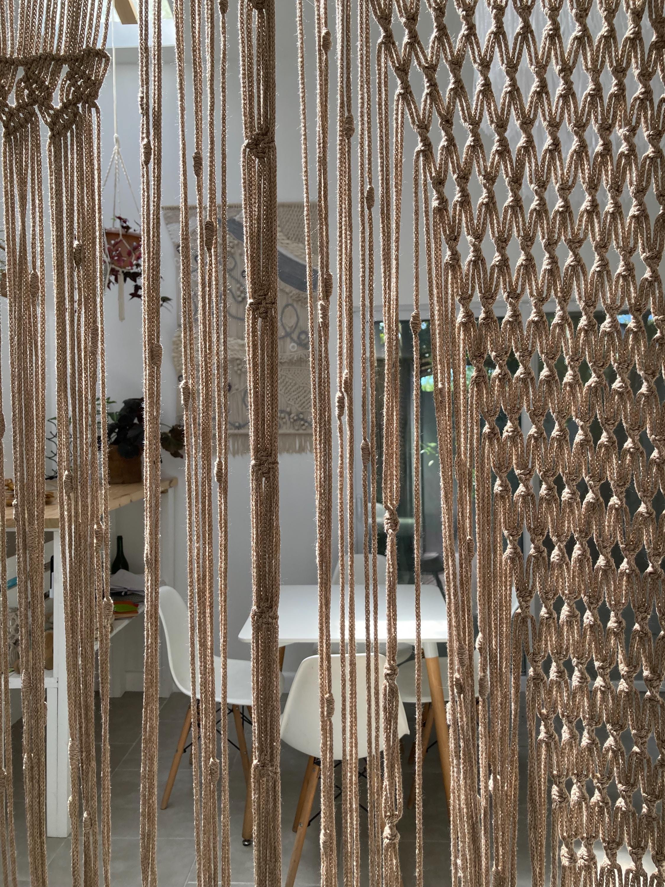 Macrame Beaded Curtain With Asymmetric Pattern,full Size Room Divider ...