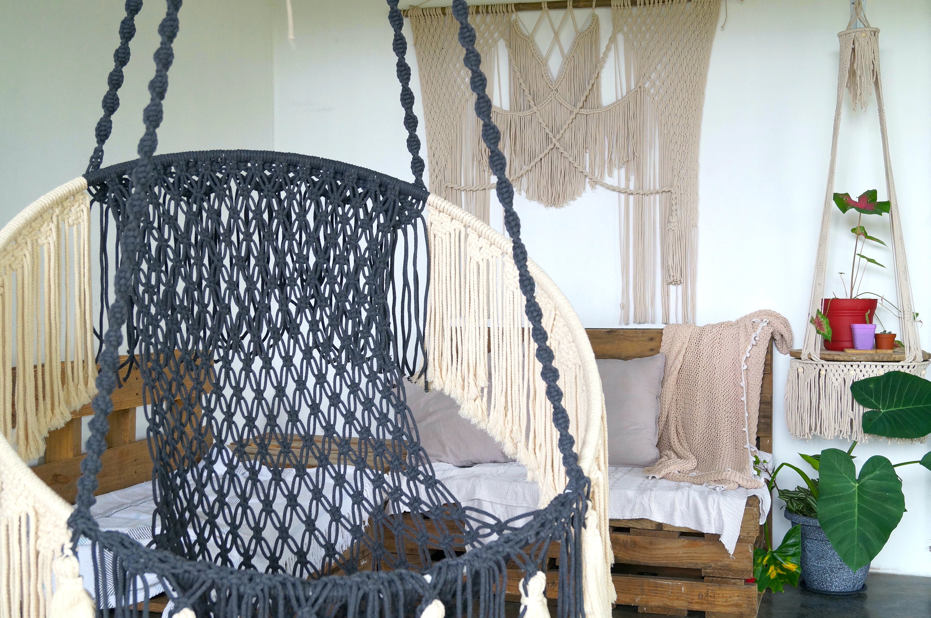 Hanging Chair Hammock,macrame Swing,hanging Nest for Terrace, Macrame ...