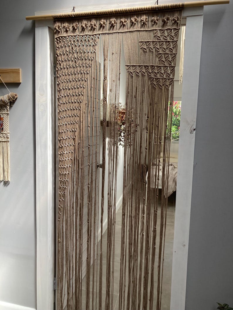 Macrame Beaded Curtain With Asymmetric Pattern,full Size Room Divider ...
