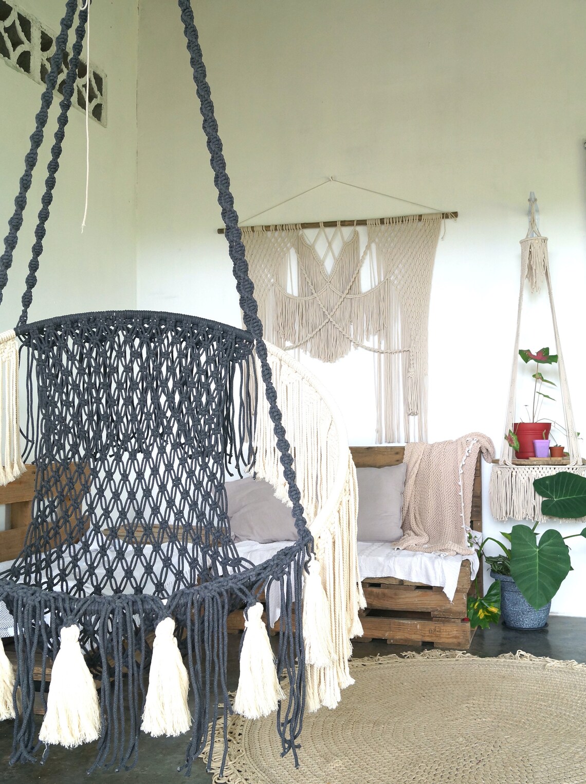 Hanging Chair Hammock,macrame Swing,hanging Nest for Terrace, Macrame ...