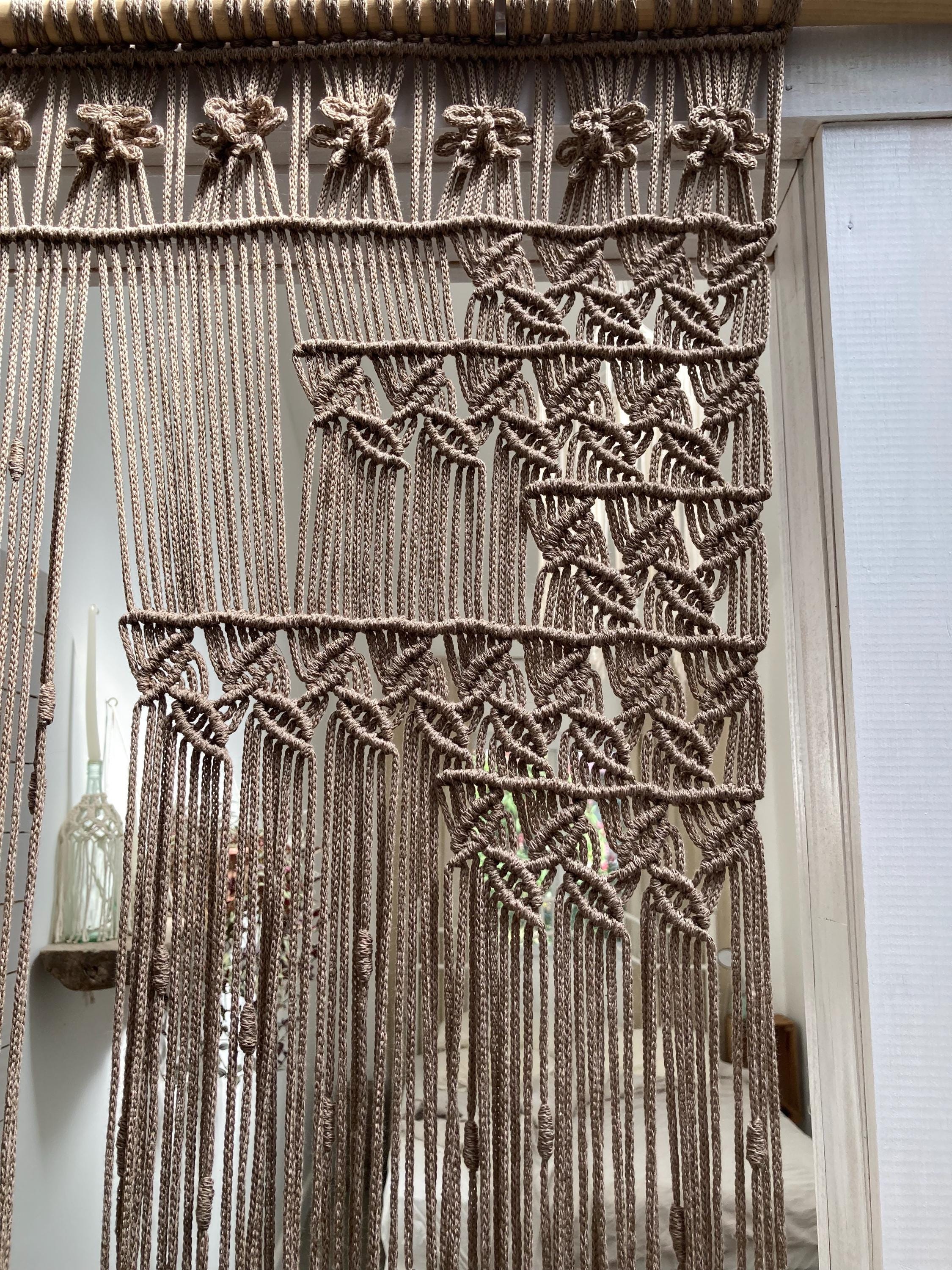 Macrame Beaded Curtain With Asymmetric Pattern,full Size Room Divider ...