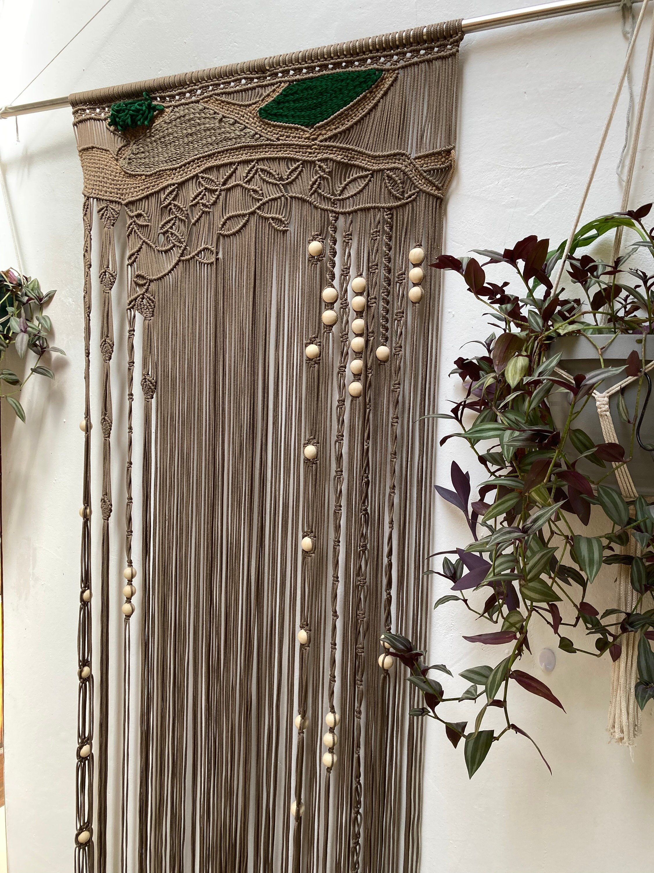 Beaded Curtain Macrame Door & Window Tapestry String Panel Handmade ...